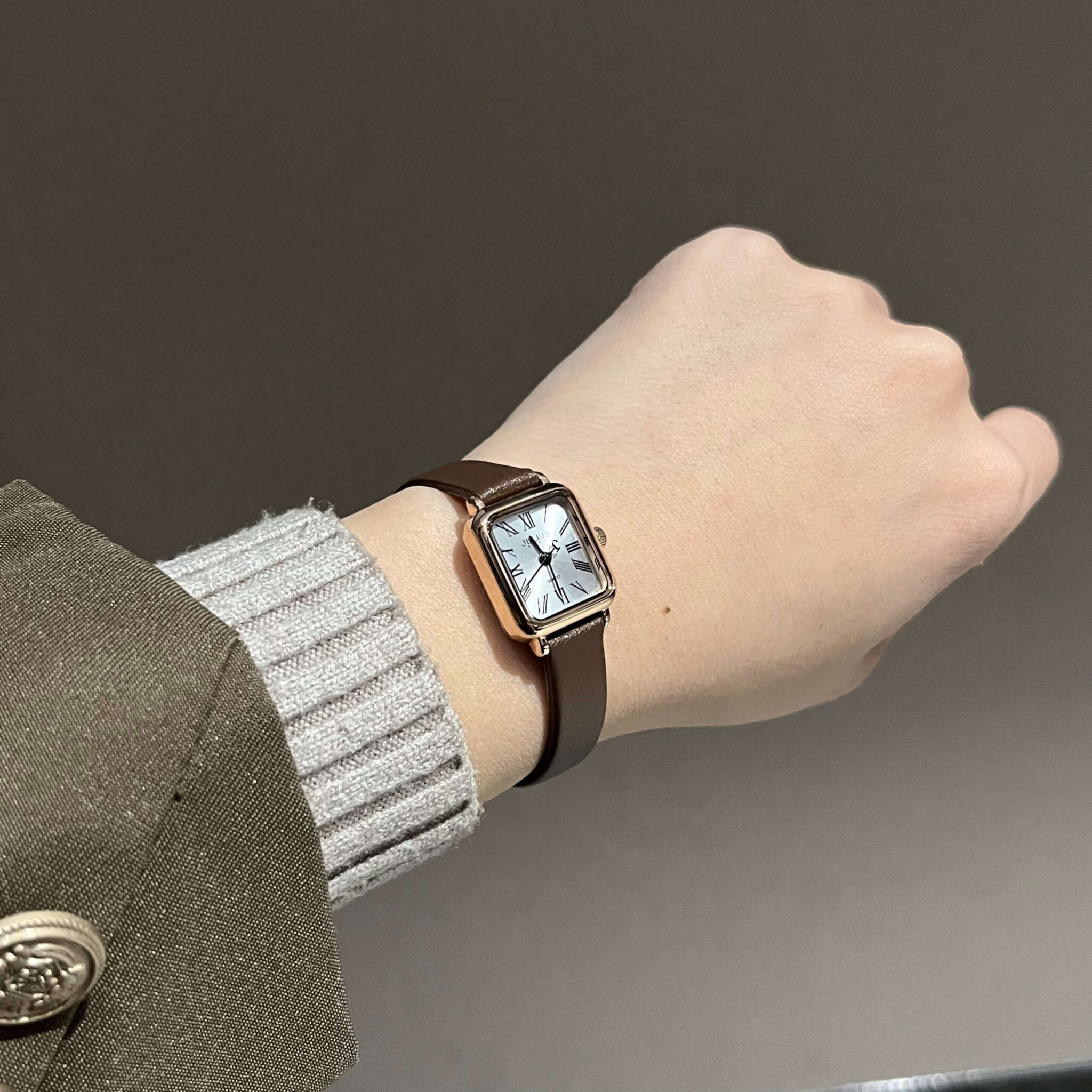 Dainty Brown Small Square Genuine Leather Watch – ChicFaith-Your Chic ...
