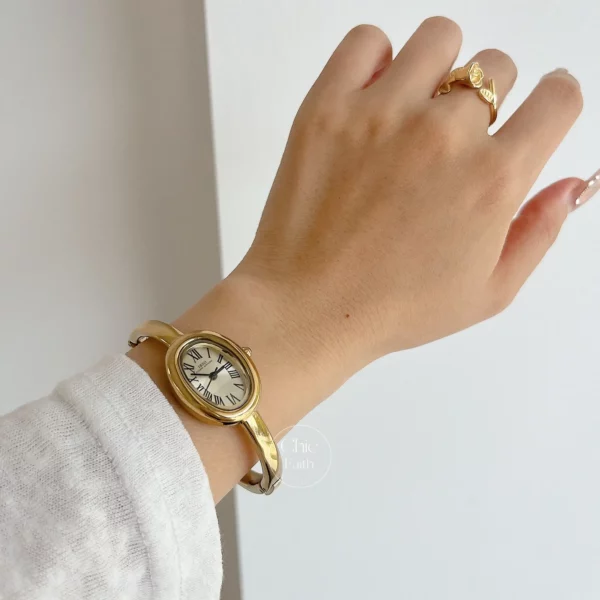 Vintage Gold Watch Oval Face Bangle Watch for Women – ChicFaith-Your ...