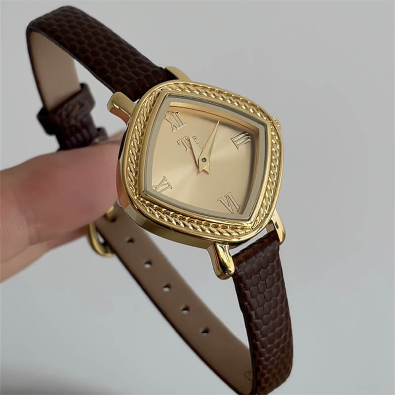 Vintage Style Brown/Black Embossed Leather Couture Watch – ChicFaith ...