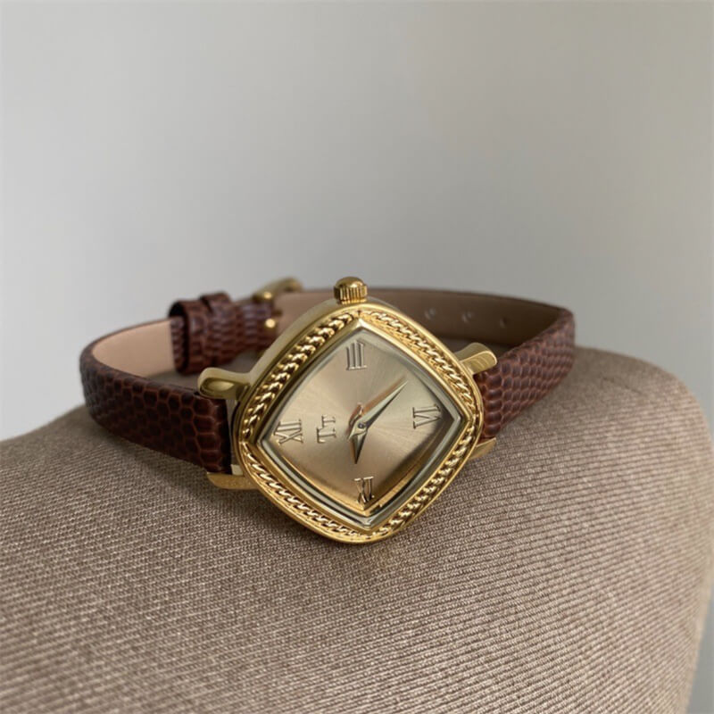 Vintage Style Brown/Black Embossed Leather Couture Watch – ChicFaith ...