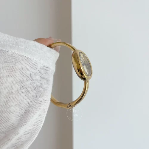 Vintage Gold Watch Oval Face Bangle Watch for Women – ChicFaith-Your ...
